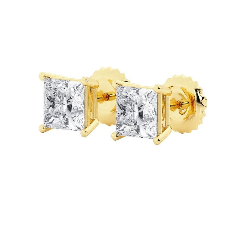 Brilliant Diamond 14K Yellow Gold IGI Certified 4 Carat Princess Cut ...