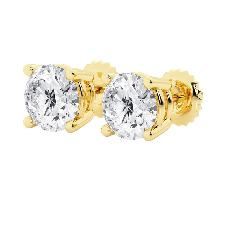 Brilliant Diamond 14K Yellow Gold IGI Certified 5 Carat Round Cut Lab ...