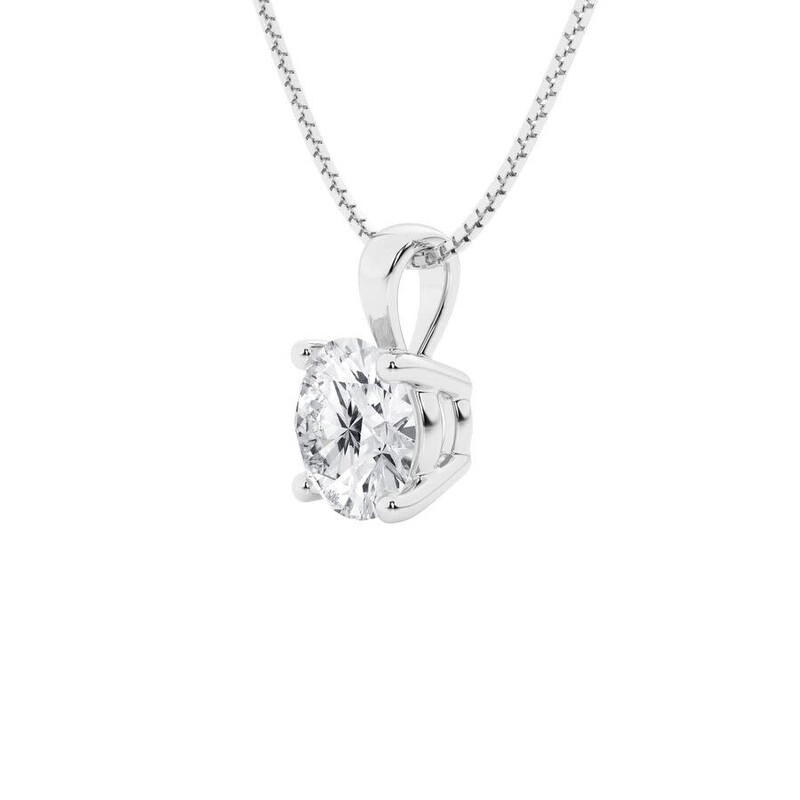 Brilliant Diamond 2 Carat Round Lab Grown Diamond Solitaire Pendant in ...