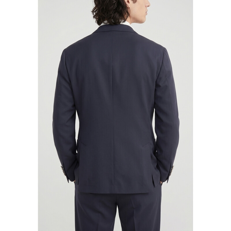 Brunello Cucinelli Dark Blue Silk Double Breasted Blazer, Brand Size 58 ...