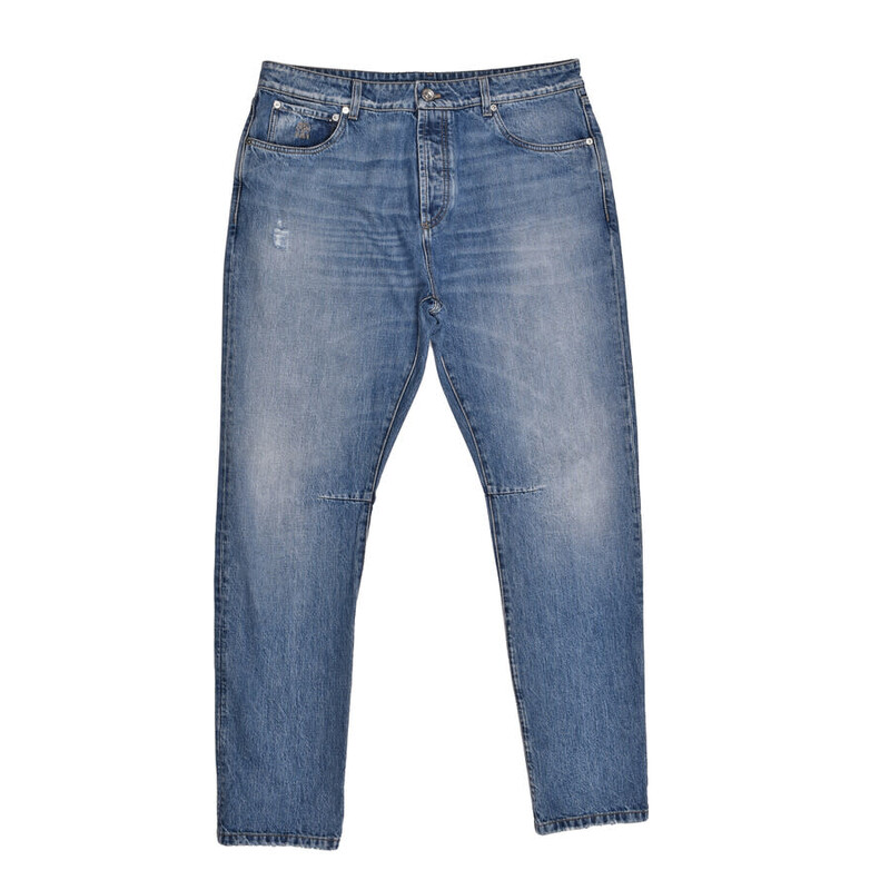 Brunello Cucinelli Light Blue Relaxed Trousers, Brand Size 66 (US Size ...