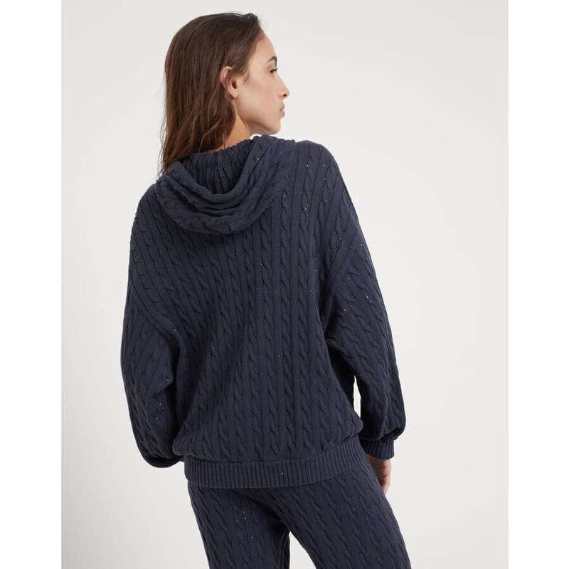 Brunello Cucinelli Dark Blue Cable Knit Sweater, Size X-Large MDV797406 ...