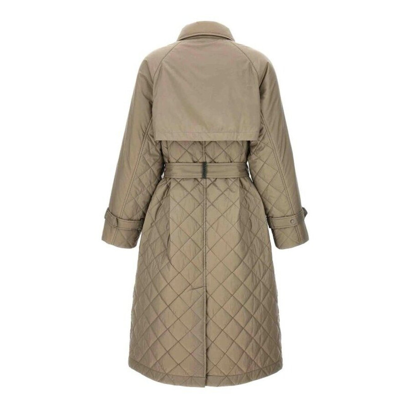 Brunello Cucinelli Light Brown Quilted Belted Coat, Brand Size 48 (US ...