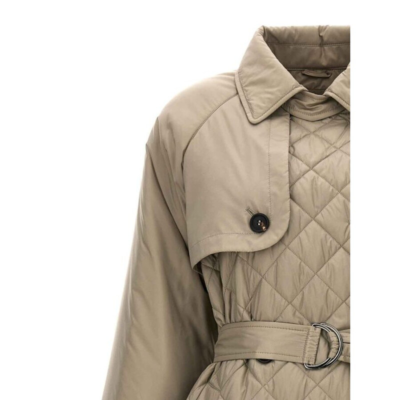 Brunello Cucinelli Light Brown Quilted Belted Coat, Brand Size 48 (US ...