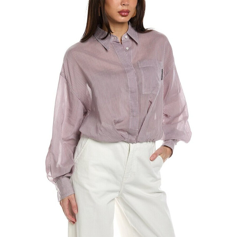 Brunello Cucinelli Light Purple Silk Cotton Shirt, Size Medium ...