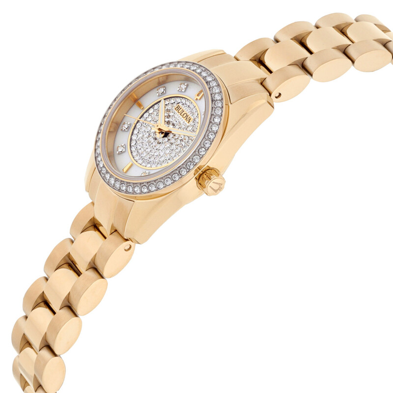 Bulova Crystal Quartz White Dial Ladies Watch and Bracelet Gift Set ...