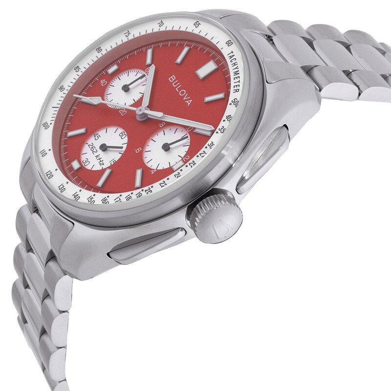 Bulova Lunar Pilot Chronograph Quartz Red Dial Men's Watch 96K115 ...
