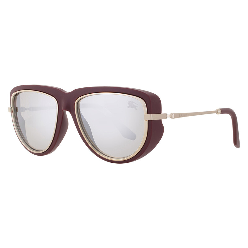 Burberry Light Grey Mirror Silver Pilot Unisex Sunglasses BE4466U ...