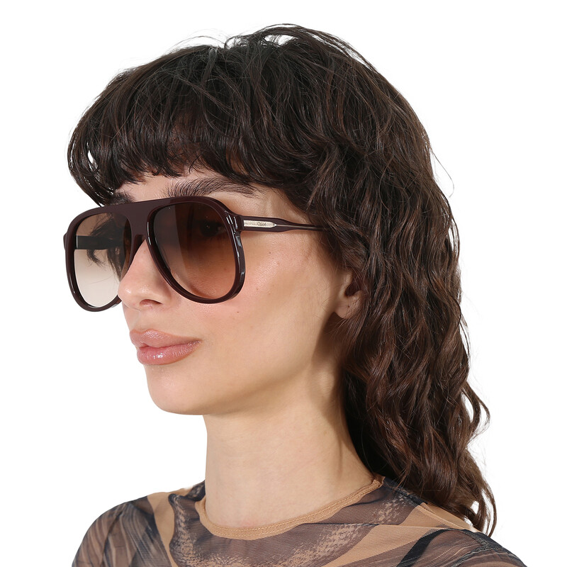 Chloé Brown Gradient Pilot Ladies Sunglasses CH0128S 001 62 ...