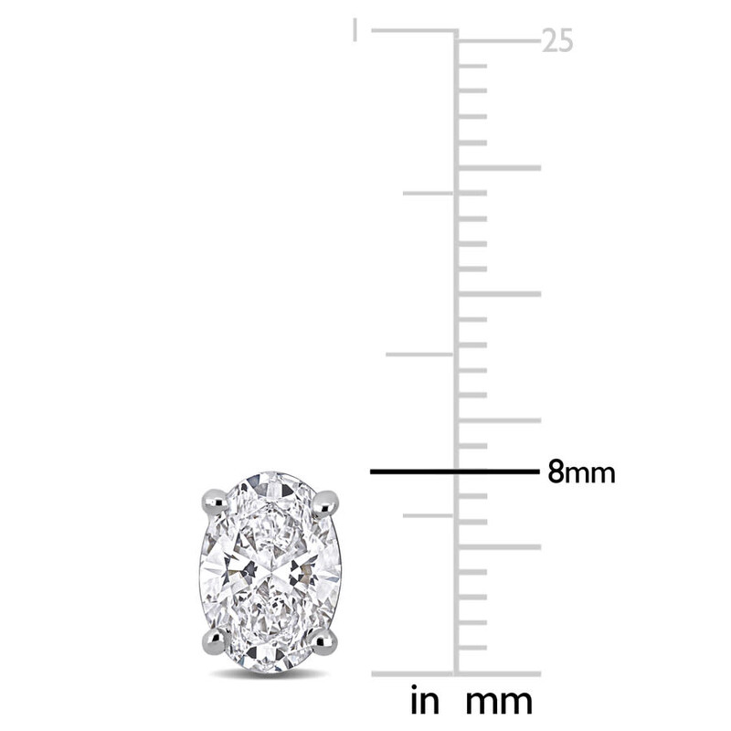 Created Forever 2 CT Oval Lab Grown Diamond TW Stud Earrings 14k White ...