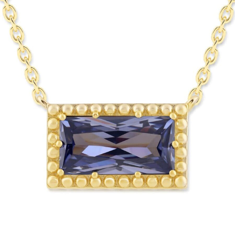Belacqua Tanzanite December Birthstone Baguette Pendant Necklace in 14K ...