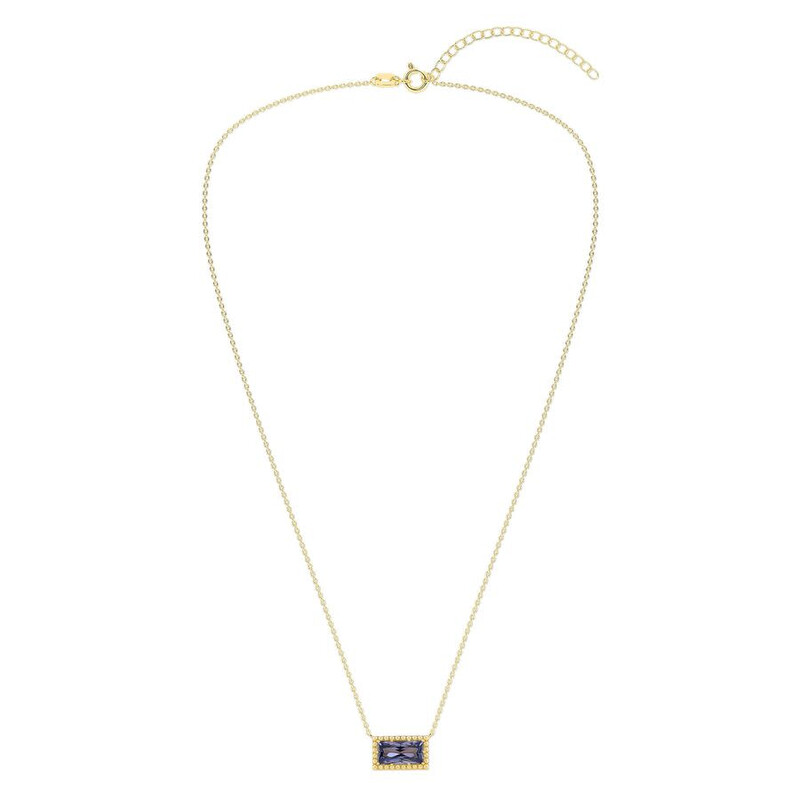 Belacqua Tanzanite December Birthstone Baguette Pendant Necklace in 14K ...