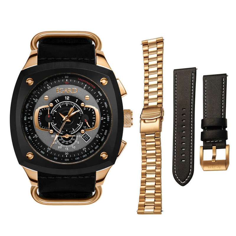 Egard Vi-Viking Chronograph Quartz Black Dial Men's Watch WCH-5083 ...