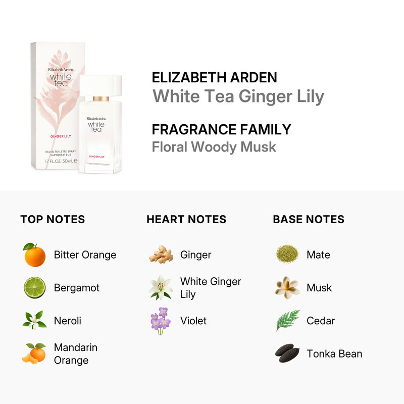 Elizabeth Arden Ladies White Tea Ginger Lily EDT Spray 1.7 oz ...