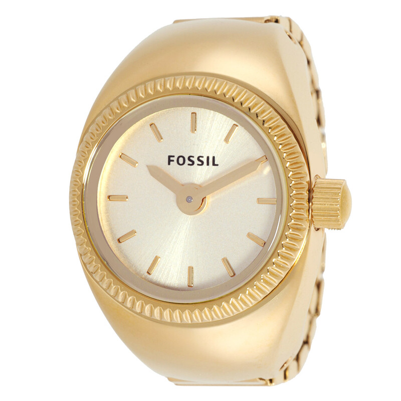 Fossil Quartz Gold Dial Ladies Watch Ring ES5246 4064092173635 ...
