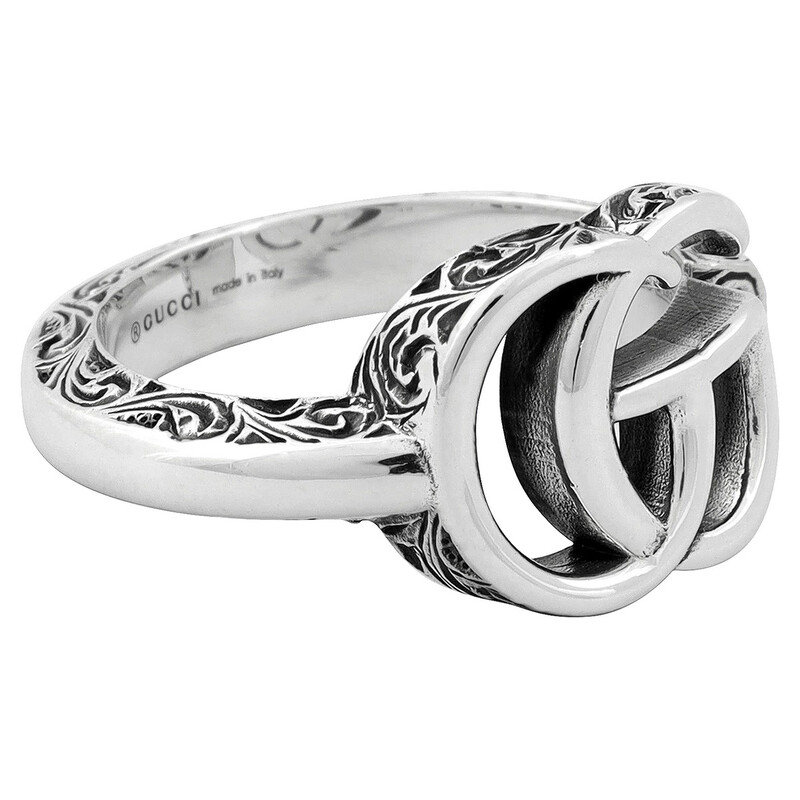 Gucci Aged Silver Double G Marmont Ring, Size 14 YBC627760001 - Jewelry ...