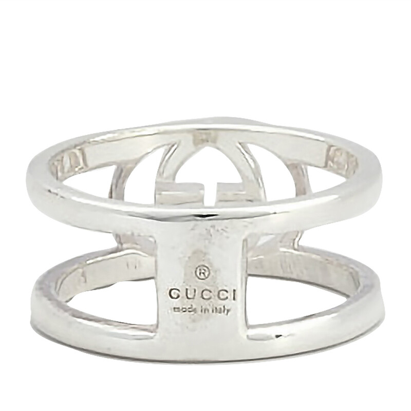 Gucci GG Interlocking Sterling Silver Ring, Brand Size 17 YBC295716001 ...