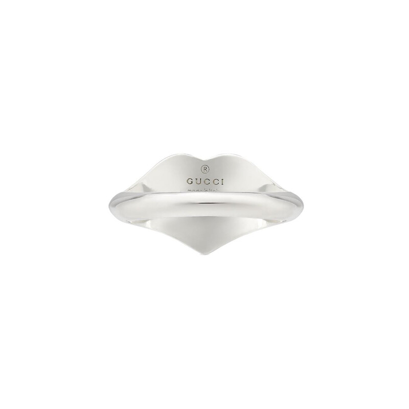 Gucci Interlocking G White Enamel Heart Sterling Silver Ring, Size 14 ...