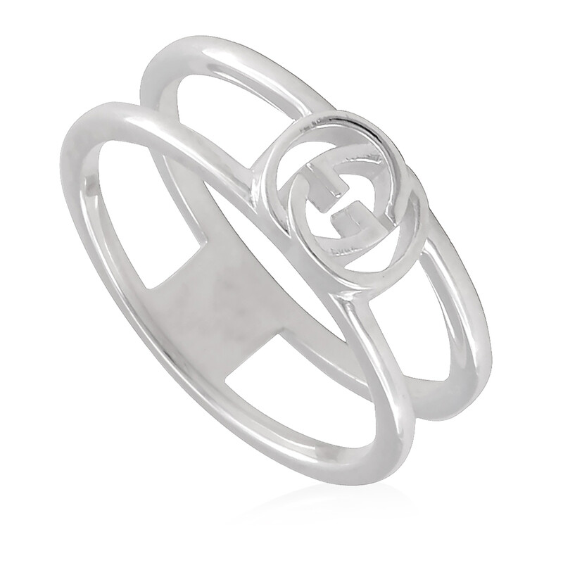 Gucci Ladies Sterling Silver Interlocking G 6mm Ring, Size 16 ...