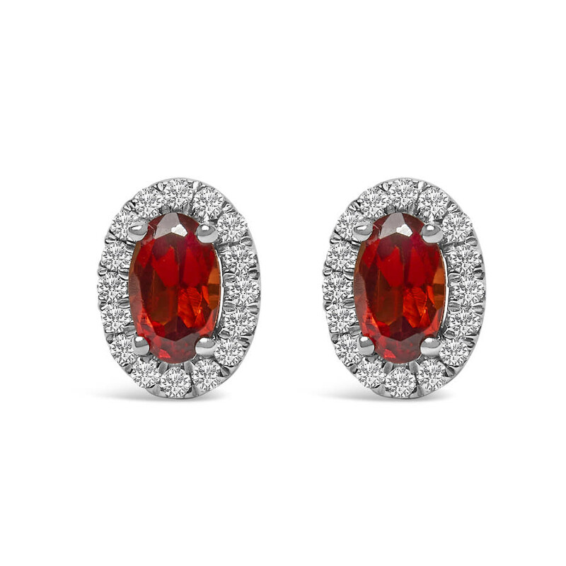 Haus Of Brilliance 10K White Gold 5x3 MM Oval Red Garnet and Diamond ...