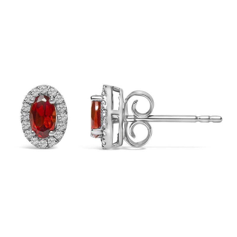 Haus Of Brilliance 10K White Gold 5x3 MM Oval Red Garnet and Diamond ...