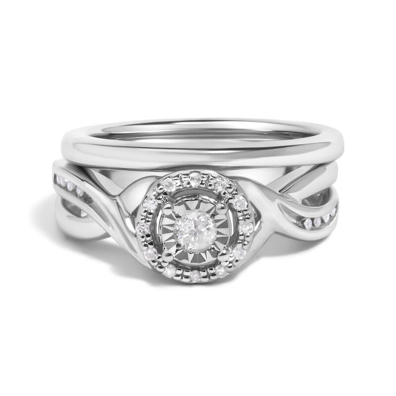 Haus Of Brilliance .925 Sterling Silver 1/7 Cttw Diamond Halo Bypass ...
