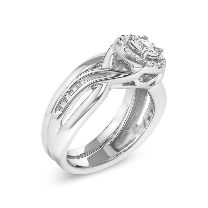 Haus Of Brilliance .925 Sterling Silver 1/7 Cttw Diamond Halo Bypass ...