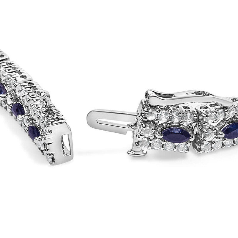 Haus Of Brilliance Sterling Silver Dark Blue Sapphire and Topaz ...