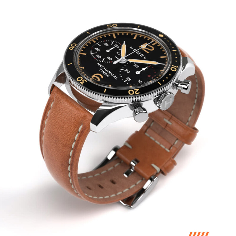 Hemel Air Defense Chronograph Hand Wind Black Dial Men's Watch HF22 ...