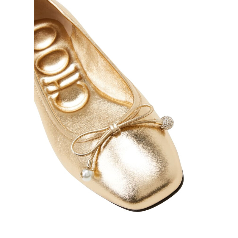 Jimmy Choo Elme Nappa Leather Ballet Flats, Brand Size 37.5 ( US Size 7 ...