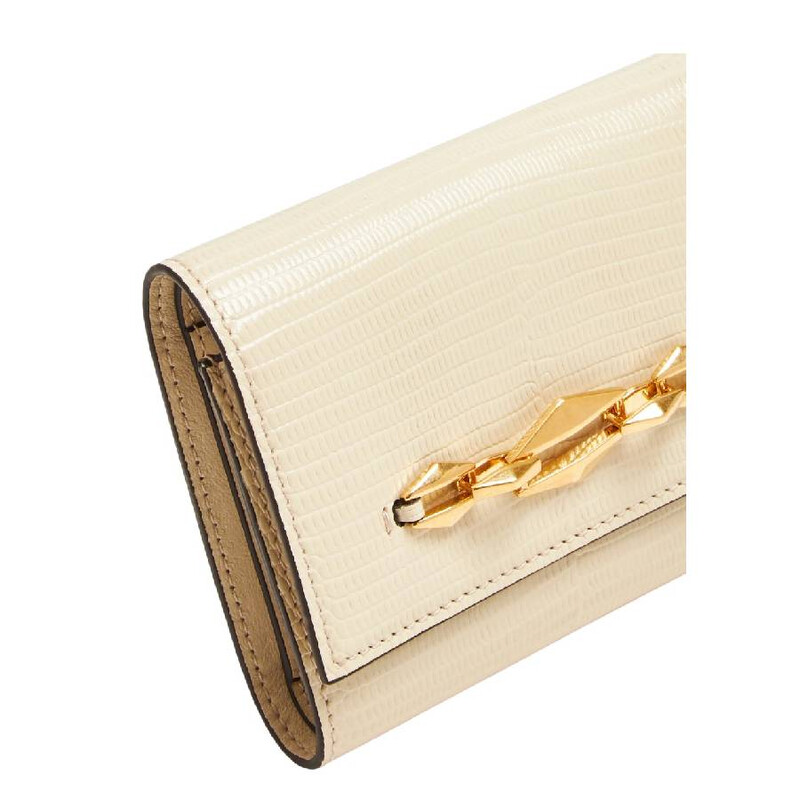 Jimmy Choo Marinda Diamond-Chain Leather Wallet J000168895-BAMBOO/GOLD ...
