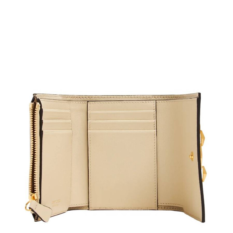 Jimmy Choo Marinda Diamond-Chain Leather Wallet J000168895-BAMBOO/GOLD ...