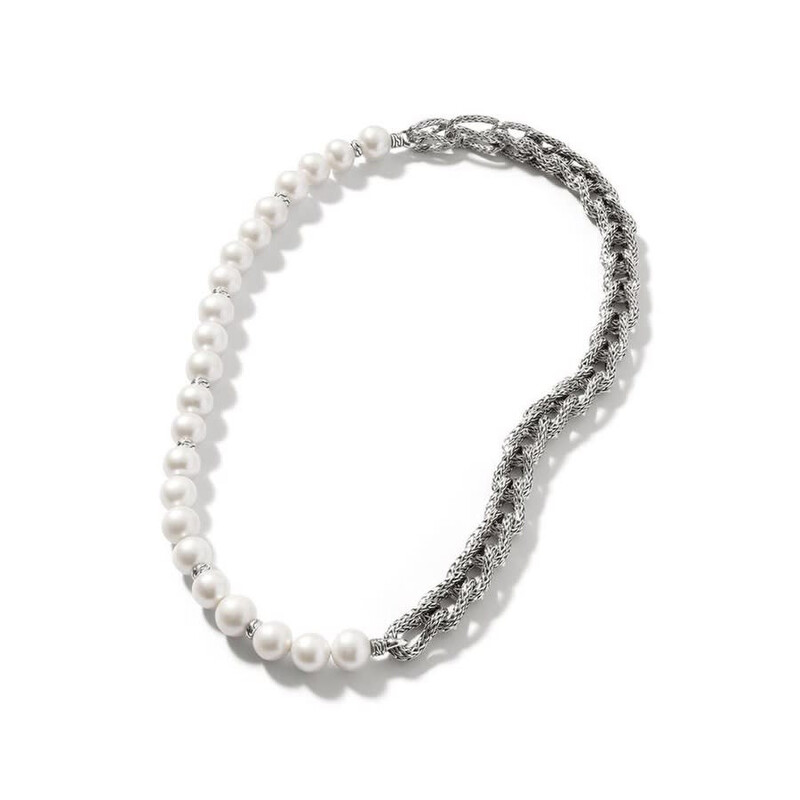 John Hardy Asli Classic Silver Chain Link and Pearl Necklace ...