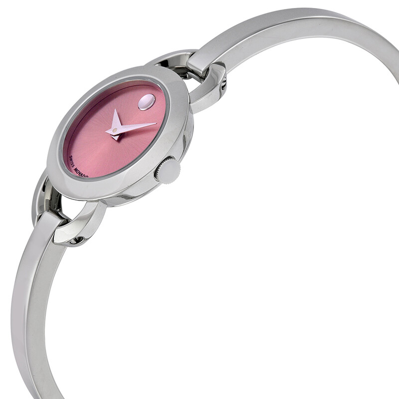Movado Rondiro Pink Dial Stainless Steel Bangle Ladies Watch 0606797 ...