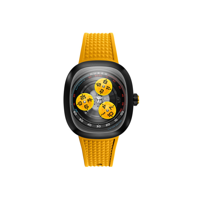 Nubeo Tri-Star Orbit Yellow Dial Men's Watch NB-6116-06 194595076165 ...