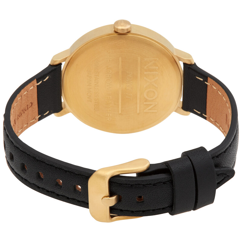 Nixon Open Box - Nixon Arrow Leather Quartz Gold Dial Ladies Watch ...