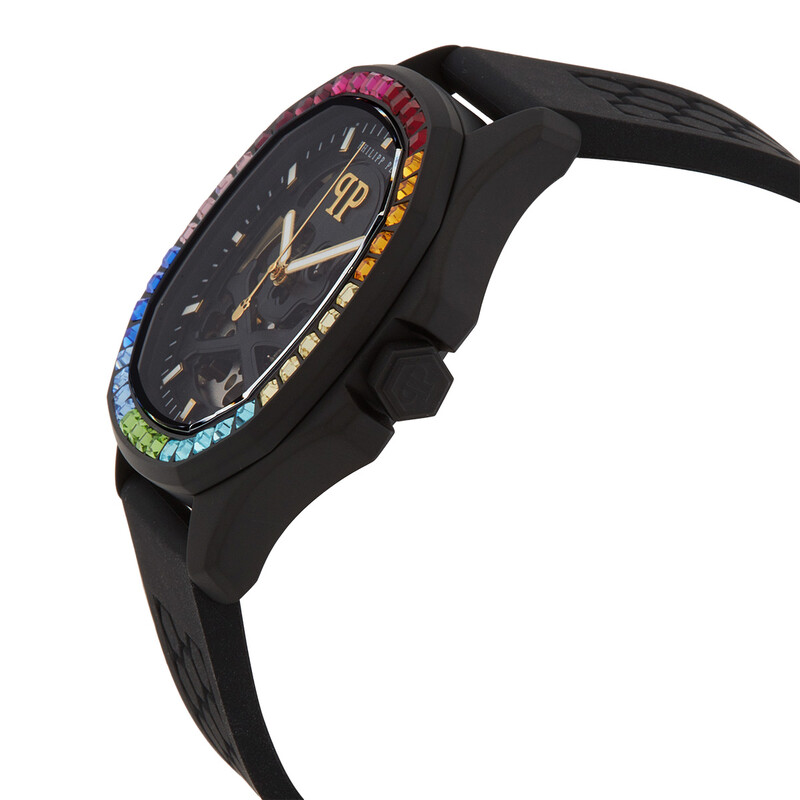 Philipp Plein Skeleton Spectre Automatic Crystal Black Dial Men's Watch ...
