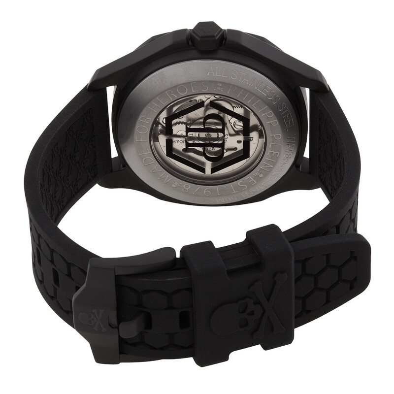 Philipp Plein Skeleton Spectre Automatic Crystal Black Dial Men's Watch ...
