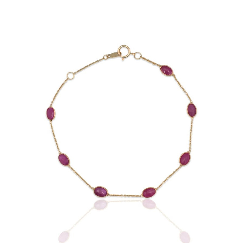 Estate Jewelry Pre-Owned 18K Yellow Gold Oval Shape Ruby Single Line ...