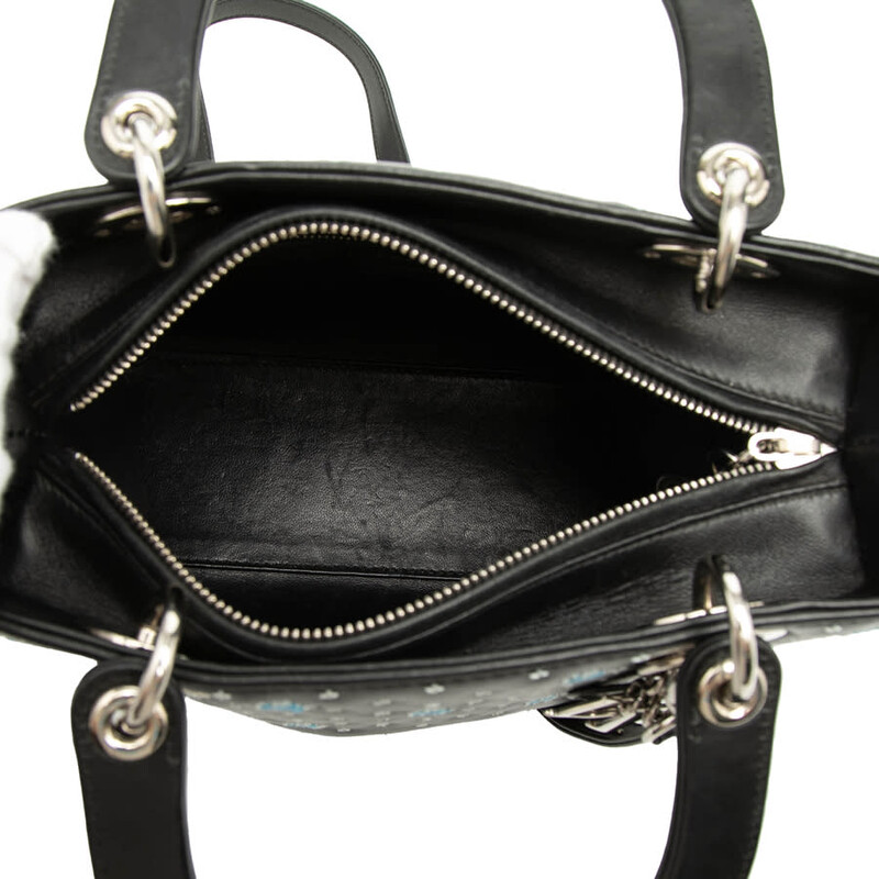 Dior Pre-owned Dior Medium Calfskin Embroidered Flower Lady Dior Ladies ...