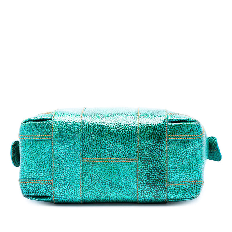 Fendi Pre-owned Fendi Metallic Pebbled Leather Mixed Media Boston Bag ...