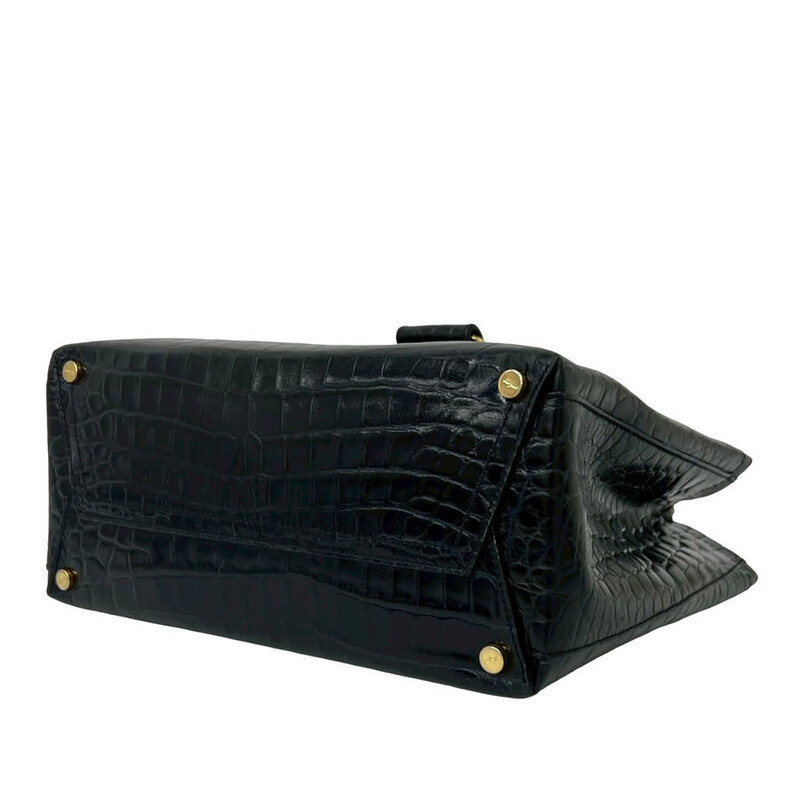 Ferragamo Pre-owned Ferragamo Croc Embossed Leather Vara Bow Satchel ...