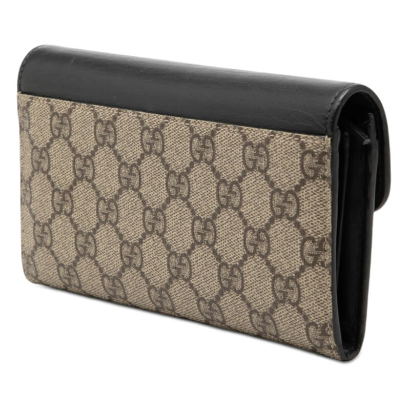 Gucci Pre-owned Gucci GG Supreme Pearl Studded Peony Long Wallet Ladies ...