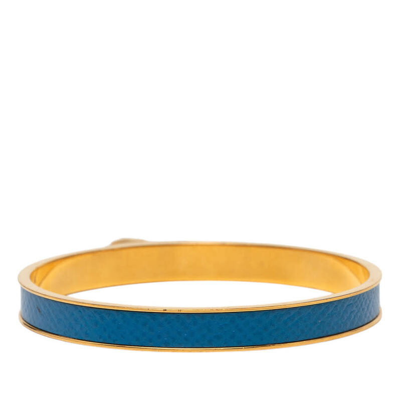 Hermes Pre-owned Hermes Gold Plated Courchevel Kelly Cadena Lock Bangle ...