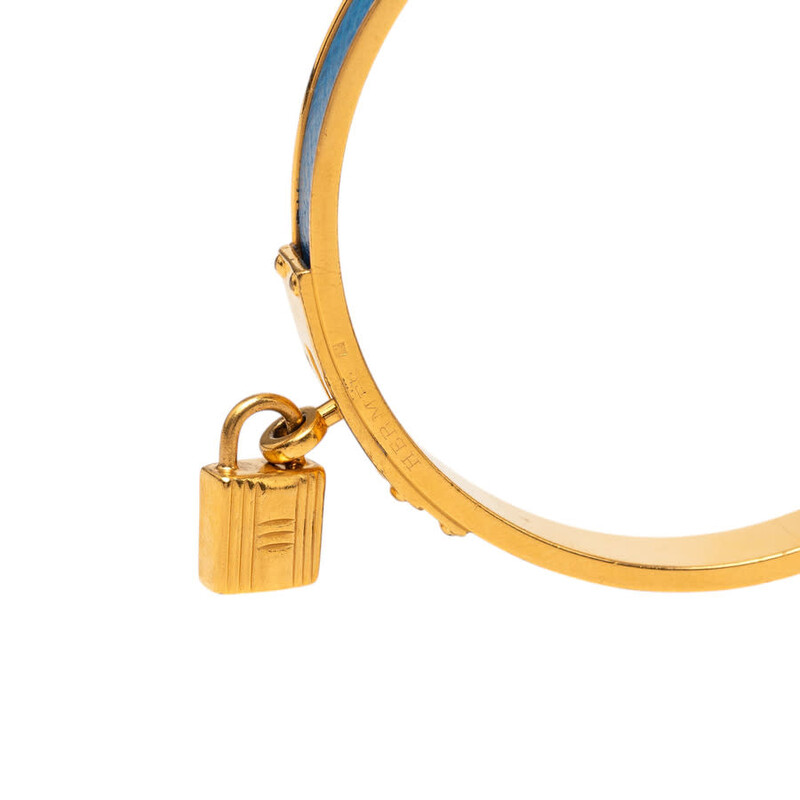 Hermes Pre-owned Hermes Gold Plated Courchevel Kelly Cadena Lock Bangle ...