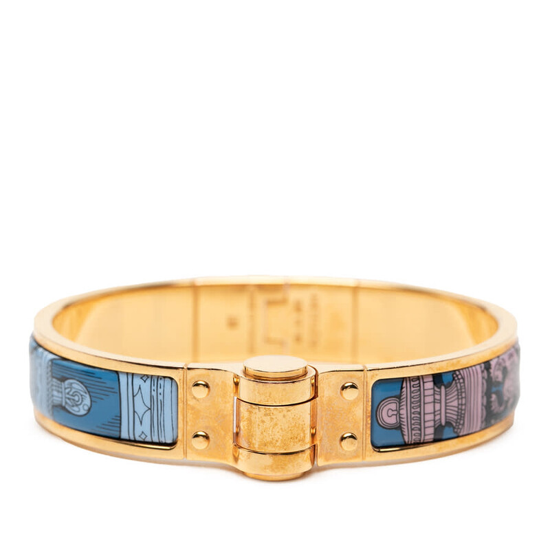 Hermes Pre-owned Hermes Narrow Printed Enamel Hinge Bracelet Ladies ...