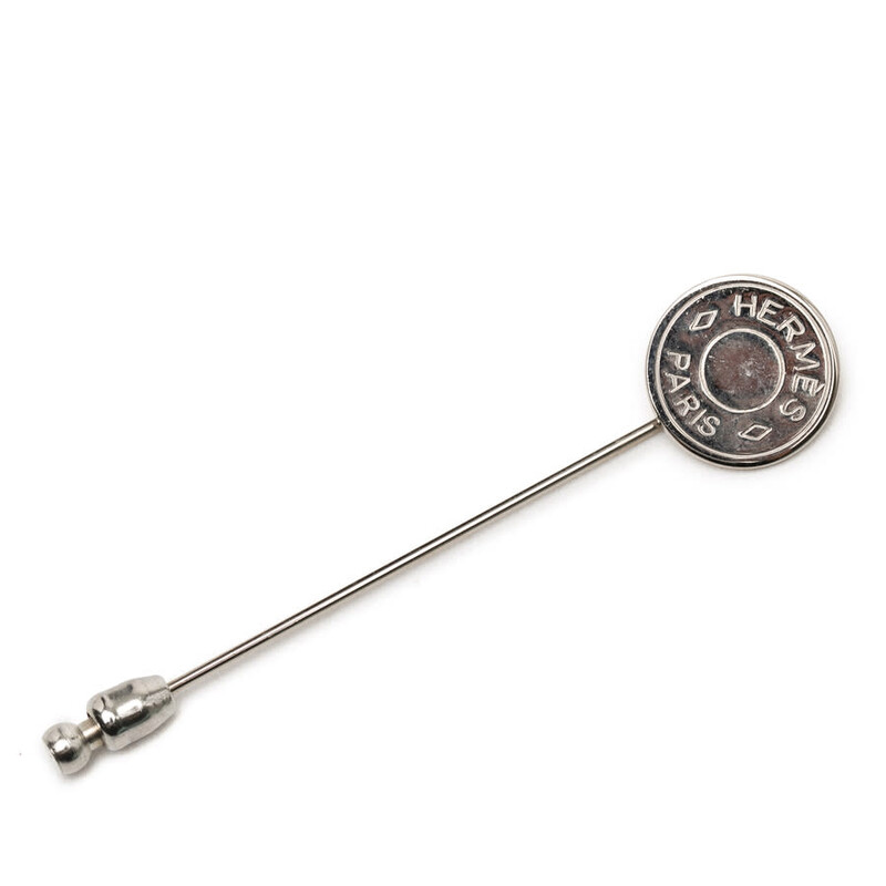 Hermes Pre-owned Hermes Palladium Plated Clou de Selle Stick Pin Brooch ...