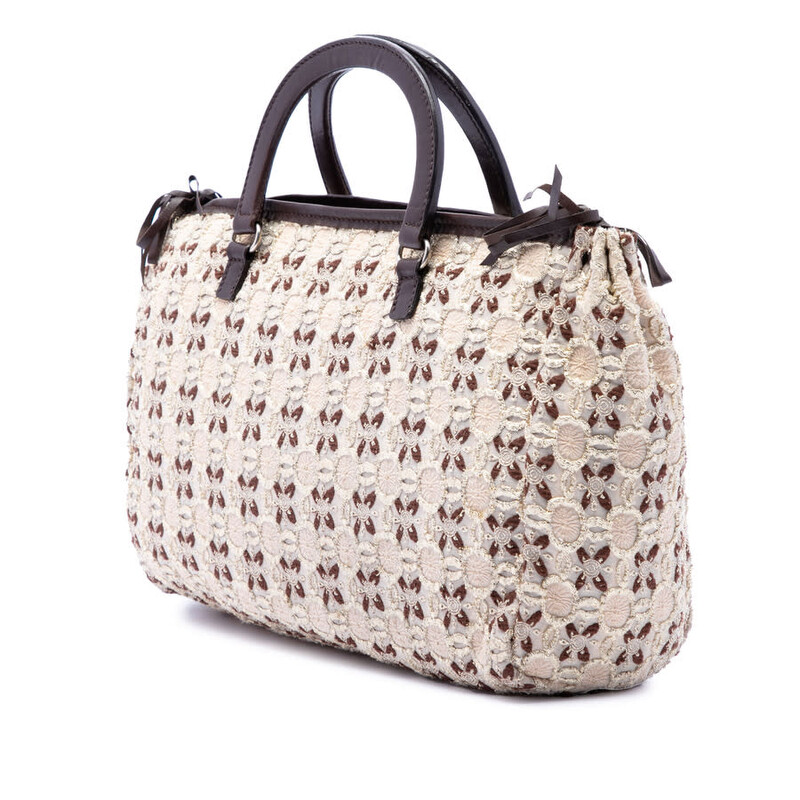 Prada Pre-owned Prada Canvas Bow Cloquet Handle Bag Ladies ...