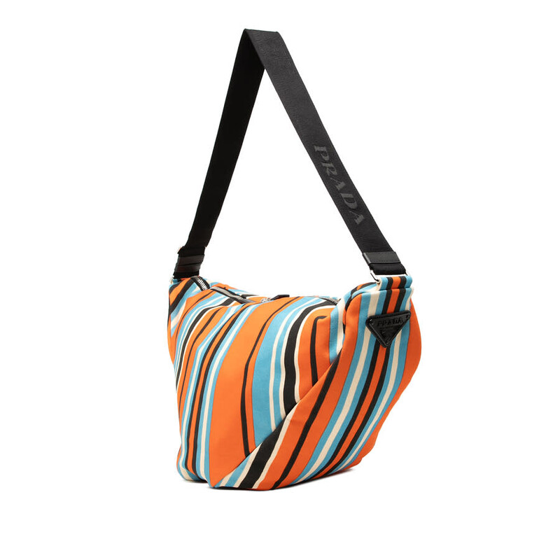 Prada Pre-owned Prada Canvas Canapa Baiadera Triangle Logo Shoulder Bag ...