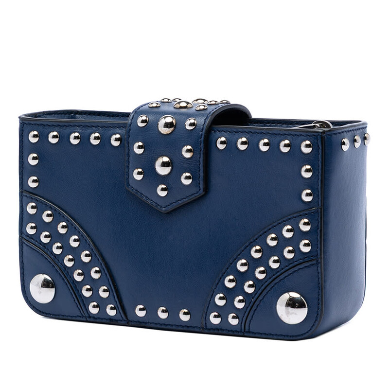 Prada Pre-owned Prada City Calfskin Studded Elektra Turn Lock Clutch ...